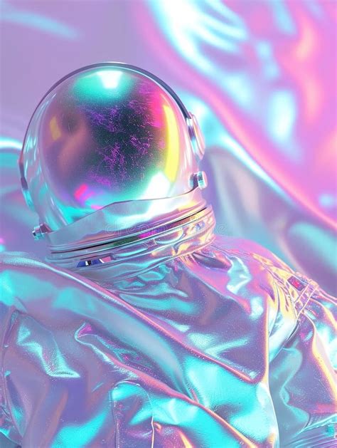 Holographic Astronaut Depicted In Vibrant Gradient Hues Reflecting Futuristic Space Exploration