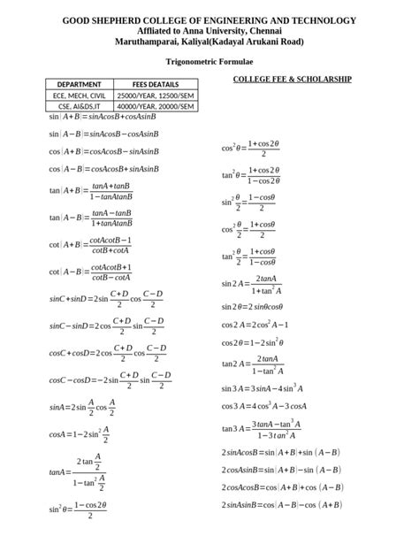 Trigonometric Formulae 2 Pdf Trigonometry