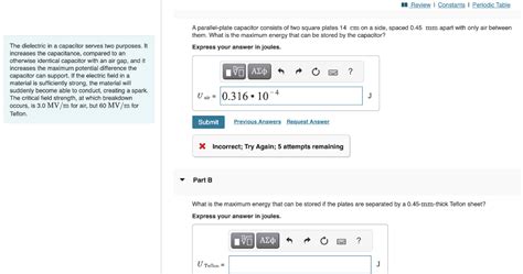 Solved A Parallel Plate Capacitor Consists Of Two Square
