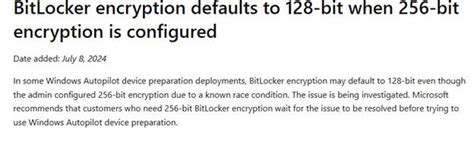 Fixing The Autopilot Bitlocker 128 Bit Issue In Device Preparation