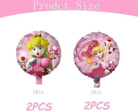 4 Pack Princess Peach Party Supplies Super Princess Peach Mylar Foil