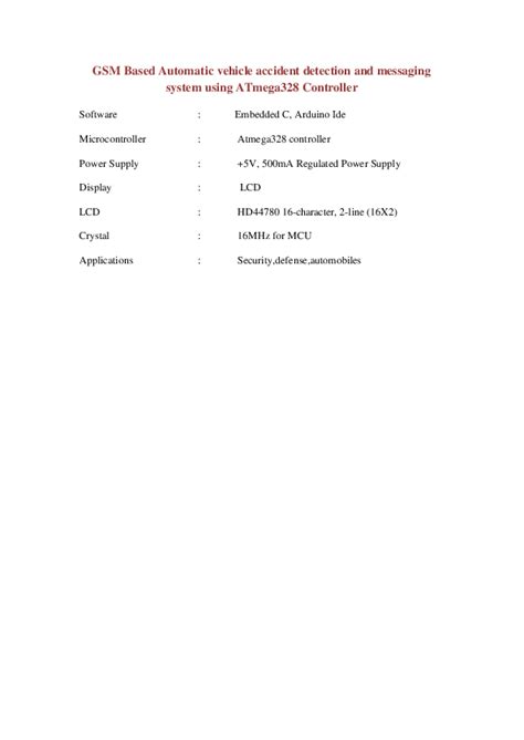 Pdf Gsm Based Automatic Vehicle Accident Detection And Messaging System Using Atmega328 Controller
