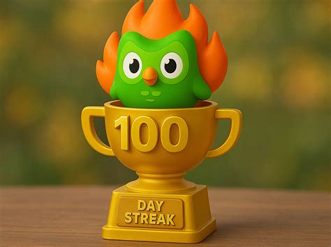 Duolingo Day Streak Trophy [editable Text] By Zeroforge Makerworld Download Free 3d Models