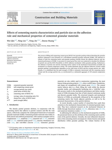 Pdf Effects Of Cementing Matrix Characteristics And Particle Size On The Adhesion Rule And