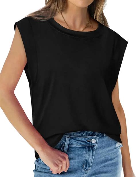 Fantaslook Cap Sleeve Tops For Women Casual Crewneck Tank Tops Summer