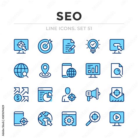 SEO Vector Line Icons Set Thin Line Design Outline Graphic Elements Simple Stroke Symbols