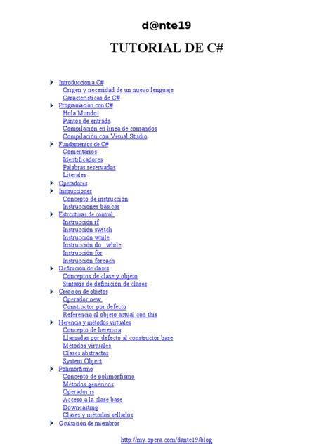 tutorial c pdf c sharp lenguaje de programación lenguaje de