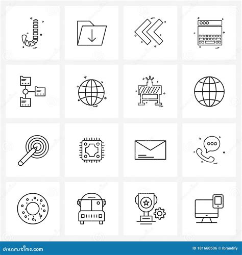 Isolated Symbols Set Of 16 Simple Line Icons Of Folder Internet Arrow