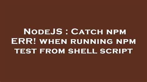 Nodejs Catch Npm Err When Running Npm Test From Shell Script Youtube