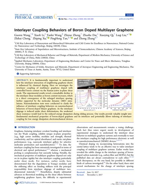 Pdf Interlayer Coupling Behaviors Of Boron Doped Multilayer Graphene