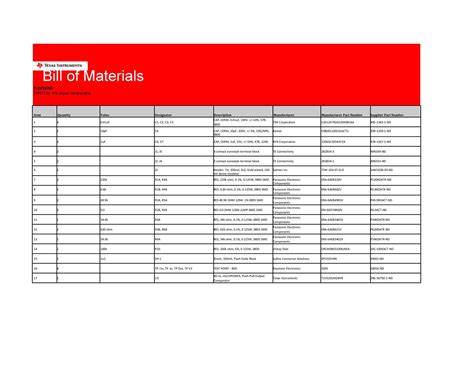 48 Free Bill Of Material Templates Excel And Word Templatelab