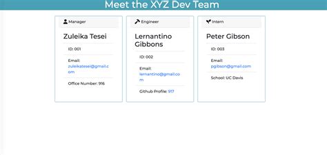 GitHub Zuetesei Team Profile Generator