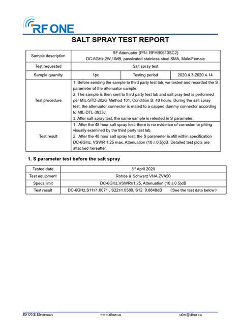 Salt Spray Report Attenuator Pdf