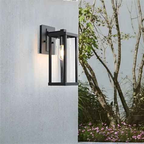 Industrial Black Metal Rectangular Glass Wall Light Homebaa