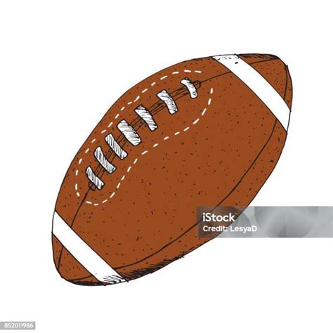 미식 축구 럭비 공 손 그려진된 그런 지 질감 스케치 흰색 배경에 고립 벡터 일러스트 레이 션 Championship에 대한 스톡 벡터 아트 및 기타 이미지 Istock