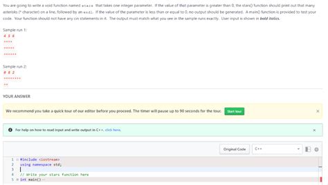 Solved You Are Going To Write A Void Function Named Stars