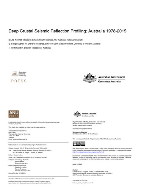 Deep Crustal Seismic Reflection Profiling Australia 1978 2015 Pdf