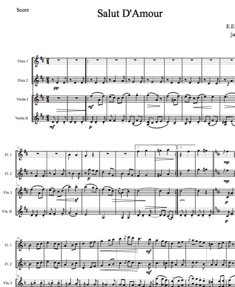 엘가 사랑의인사 4중주플룻바이올린 편곡 악보 제작 Salut Damour 네이버 블로그