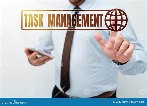 Text Caption Presenting Task Management Internet Concept The Process Of Managing A Task Through