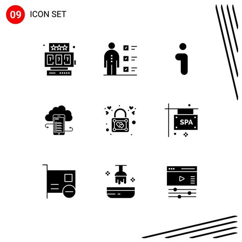 9 Universal Solid Glyph Signs Symbols Of Mobile Clouds I Cloud Storage Cloudstorage Editable