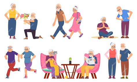 Premium Vector Happy Elderly Activity Retirement Seniors Activities