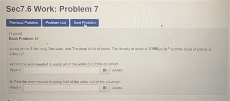 solved sec7 6 work problem 1 previous problem problem list