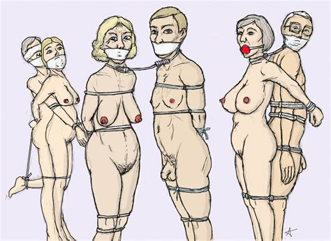 rule 34 arms behind back ashbond ball gag blindfold bondage bound together breasts couple duo