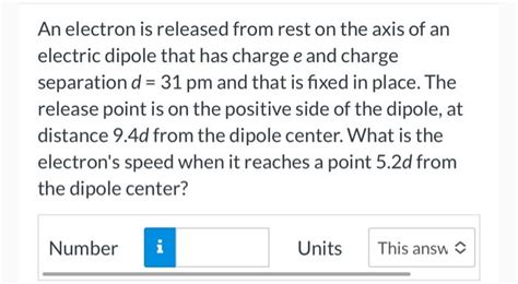 Solved An Electron Is Released From Rest On The Axis Of An