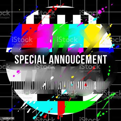 vintage tv test pattern with caption special announcement offline