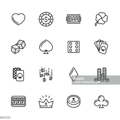 간단한 아이콘 설정 카지노 도박 및 카드 게임 이러한 기호 주사위 카드 정장 칩 돈 내기 잭 팟 슬롯 머신을 포함 가능성에 대한 스톡 벡터 아트 및 기타 이미지 Istock