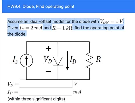 Solved Hw94 Diode Find Operating Point Assume An