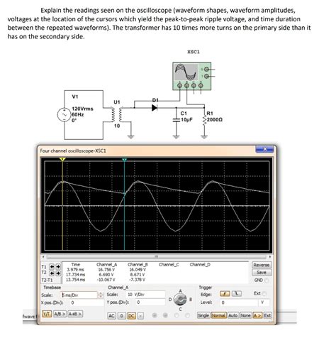 Solved Explain The Readings Seen On The Oscilloscope Waveform Shapes Waveform Amplitudes