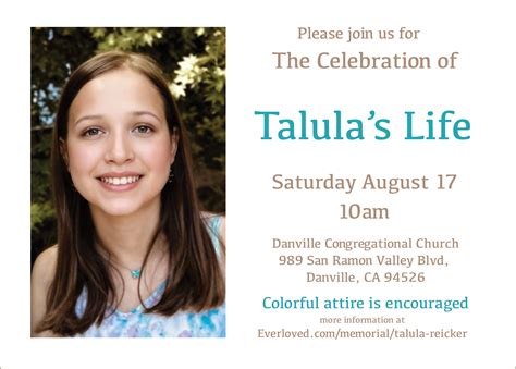 Talula Zetta Reickers Funeral Details Ever Loved