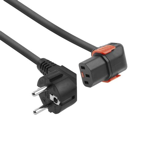 IEC LOCK Powercord V Cee Male Angled To C Down Angled Lockable M Black AK