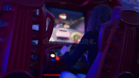 Girl Playing Racing Simulator Game Stock Video Video Of Arcade Speed 313292283