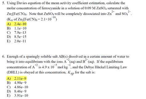 Solved 5 Using Davies Equation Of The Mean Activity