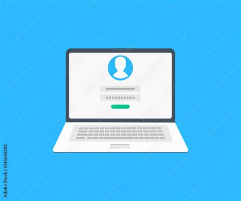 Laptop With Login Form Page On Screen Logo Design Username Password