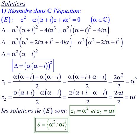 Equation Du Second Degré Dans C Avec Ou Sans Paramètre Complexe