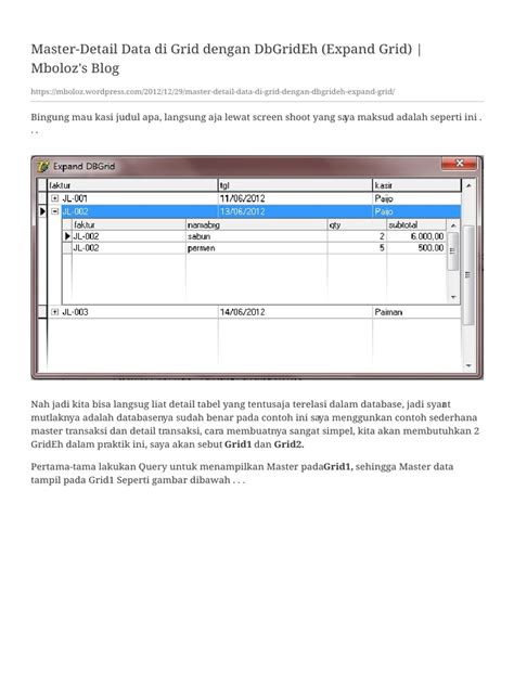 Master Detail Data Di Grid Dengan Dbgrideh Expand Pdf Pdf