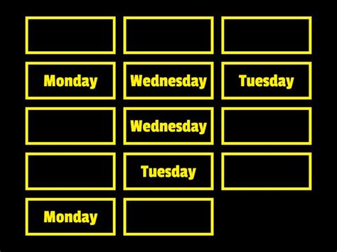 DAYS OF THE WEEK MEMORY GAME Matching Pairs