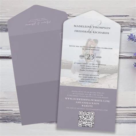 Simple Photo Minimalist Wisteria QR Code RSVP All In One Invitation Zazzle
