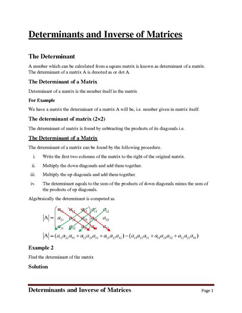SOLUTION Determinants And Inverse Of Matrices Studypool