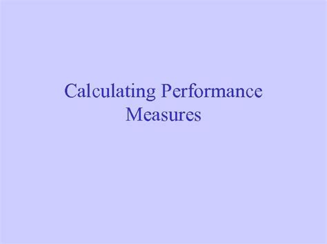 Performance Measurement Under Title 1 B Of The
