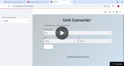 Python Streamlit Unitconverter Learningjourney Webapp Coding