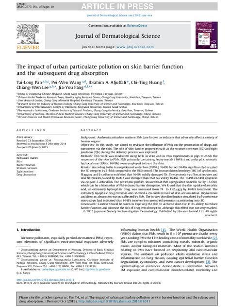 Pdf The Impact Of Urban Particulate Pollution On Skin Barrier Function And The Subsequent Drug