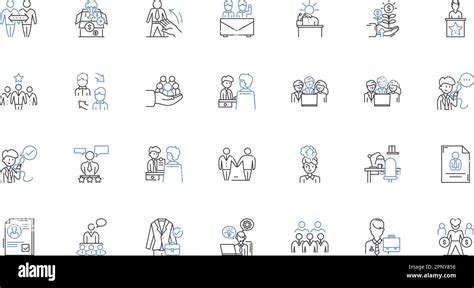 Corporate Workforce Line Icons Collection Productivity Collaboration