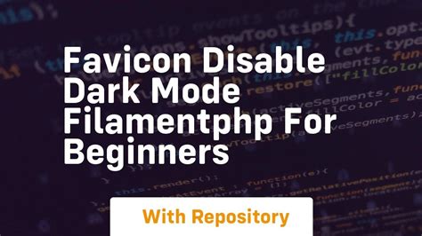 Favicon Disable Dark Mode Filamentphp For Beginners Youtube