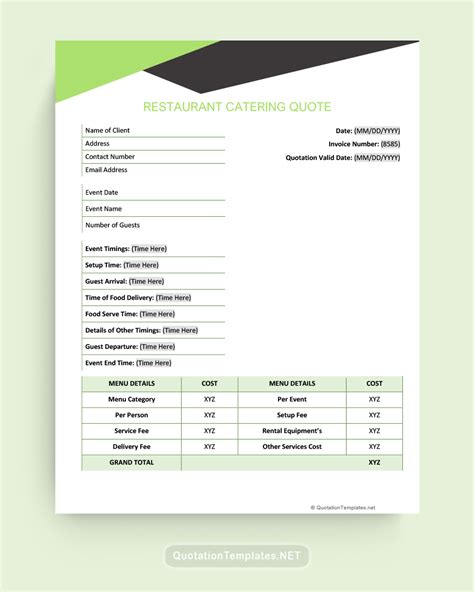 Catering Quote Template Excel You Can Use The Catering Quote Template