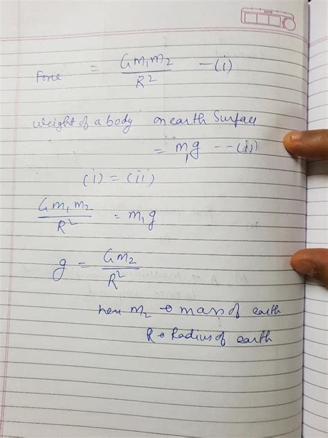 The Relation Connecting Acceleration Due To Gravity And Gravitational Constant Is