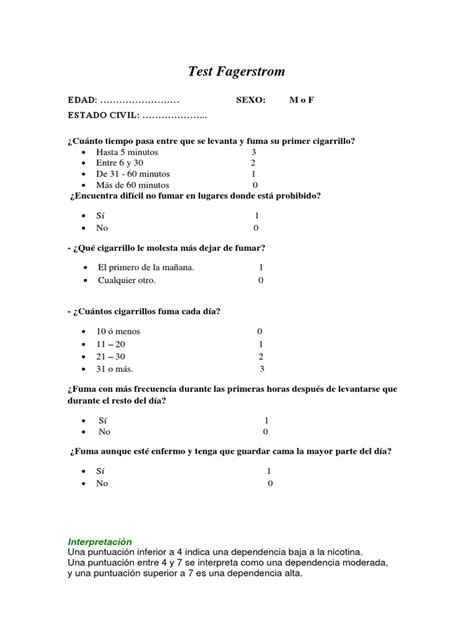 Test Fagerstrom Pdf
